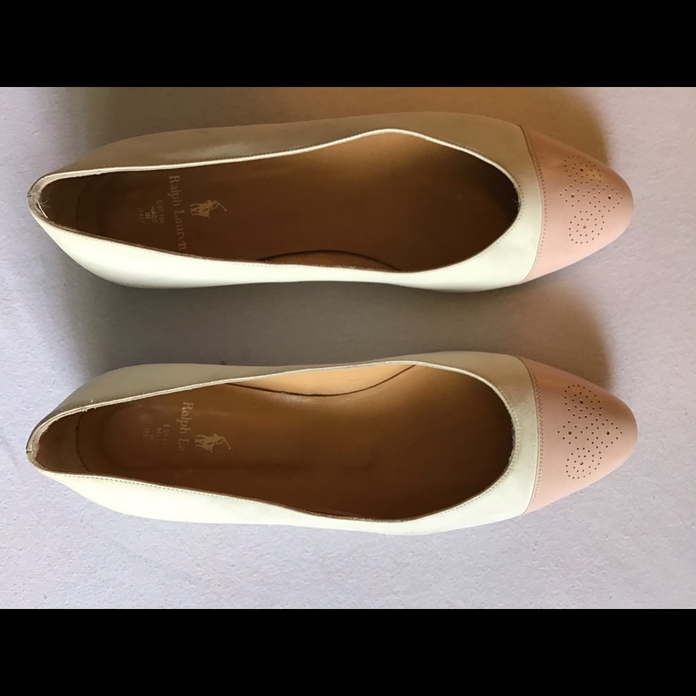 Ralph Lauren Pink & White Spectator Flats 7.5b - Gem